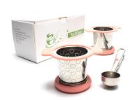China Wire Mesh Dome Shape Metal Basket Tea Strainer With Soft Touch Handles And Lid for sale