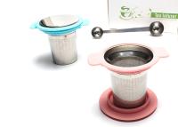 China Double Handle Reusable Stainless Steel Teapot Infuser Basket With  Lid for sale