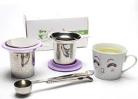 China Stainless Steel 304 Wire Mesh Dome Tea Filter Basket Tea Strainer With Colorful Lid for sale
