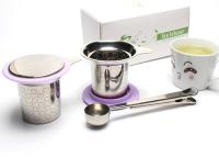 China Stainless Steel 304 Wire Mesh Dome Tea Filter Basket Tea Strainer With Colorful Lid for sale