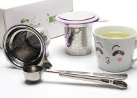 China Stainless Steel 304 Wire Mesh Dome Tea Filter Basket Tea Strainer With Colorful Lid for sale