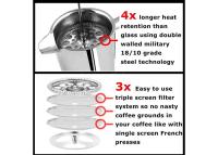 China Double Wall Stainless Steel French Press Coffee Pot Plunger 800ml/1000ml for sale