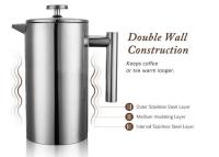China 304 Double Wall French Press Tea Double Wall Coffee Plunger 51oz for sale