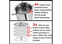 China 34oz 51oz Double Wall French Press Coffee Pot Insulated French Press Coffee Maker for sale