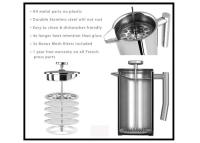China Stainless Steel French Press Pot Laser Logo SS304 800ml / 1000ml for sale