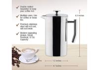China Stainless Steel French Press Pot Laser Logo SS304 800ml / 1000ml for sale