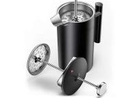 China 1000ml 34oz Stainless Steel French Press Coffee Pot Double Wall Matte Black Color for sale
