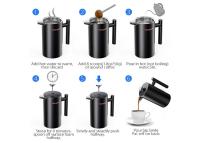 China 1000ml 34oz Stainless Steel French Press Coffee Pot Double Wall Matte Black Color for sale