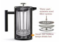 China 1000ml 34oz Stainless Steel French Press Coffee Pot Double Wall Matte Black Color for sale