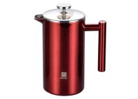 China 1000ml 34oz Red Color Paint Double Wall Stainless Steel French Press With Extra Filters for sale