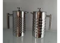 China 3D Embossed Stainless Steel Double Wall French Press Coffee Pot 1500ml for sale