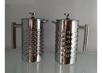 China 3D Embossed Stainless Steel Double Wall French Press Coffee Pot 1500ml for sale