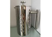China 3D Embossed Stainless Steel Double Wall French Press Coffee Pot 1500ml for sale