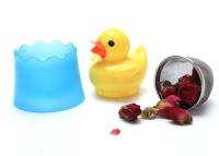 China Food Grade Cute Duck Tea Steeper Customize Color 43g Silicone Tea Bag for sale