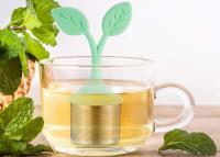China BPA Free Stainless Steel Tea Bag Strainer With Silicone Flower / Leaf / Christmas Tree Shape for sale