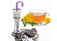 China Stainless Steel 304 Umbrella Shape Silicone Tea Bag Strainer with Stand Coffee Tea Filter for sale