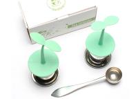 China Food Grade Silicone Sprout Reusable Tea Infuser With Fine Mesh Hole And Silicone Tray Set for sale