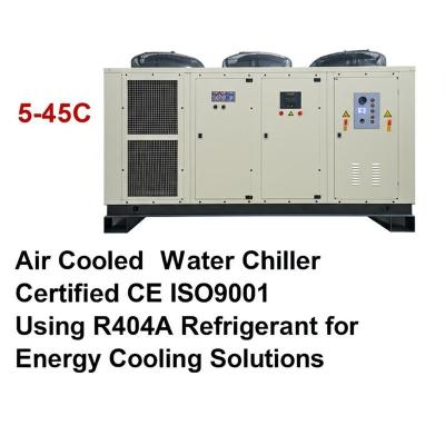 China Ambient Temperature Range 5-45C Air Cooled Water Chiller Certified CE ISO9001 Using R404A Refrigerant for Energy Cooling Solutions for sale