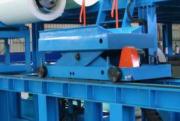 China 3 Phase 380V PLC Control Polyurethane Sandwich Panel Production Line 0.3-0.8mm Thickness 24m Length for sale