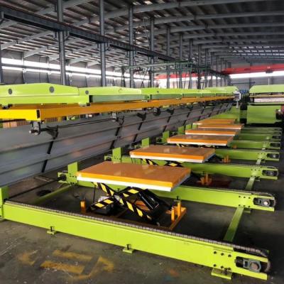 China High Speed Roofing Tile Roll Forming Machine with 12m Automatic Stacker - 3kW Power, 12000mm Capacity for sale