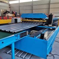 China Trapezoidal Roofing Sheet Roll Forming Machine 0.3-0.8mm Thickness 25m/min Speed for sale