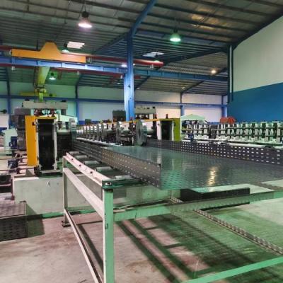 China Siemens PLC Controlled Cable Tray Roll Forming Machine 100-600mm Width 22 Stations 15KW Hydraulic Power for sale