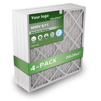 China MERV 11 13  Pleated Air Filter 20x20x1 with Reusable Frame for HVAC and Home AC Systems for sale