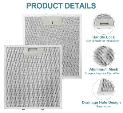 China Washable Aluminum Range Hood Filter with High Efficiency Grease Capture and Multi-layer Aluminum Mesh for Kitchen Exhaust for sale