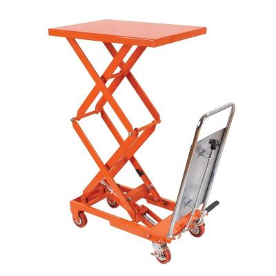 China 1260mm Small Manual Scissor Lift Platform Double Scissors Load Goods for sale