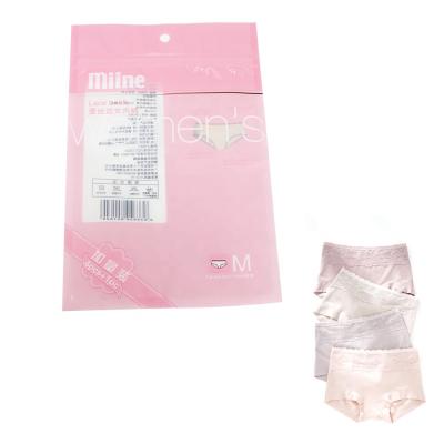 China Recyclable Customized Plastic Clothing Zipper Bag With Hook For Women Underwear Tote Bag for sale