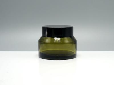 China JG-S31 15g 30g 50g olive green glass cosmetic jar, cream container, professional skin care packaging manufacturer for sale