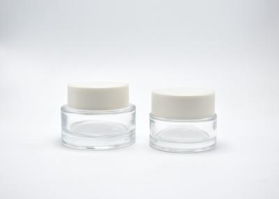 China JG-F04 30ml&50ml flint cylindrical glass cosmetic jar with double wall lid, empty glass skin care containers supply for sale