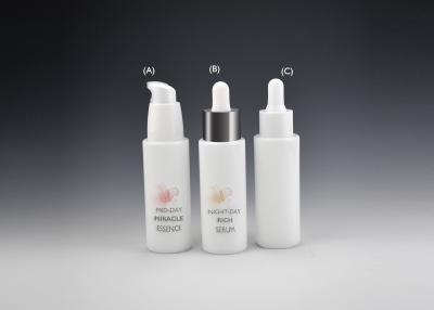 China BG-194Q-30, 1oz cylindrical opal white cosmetics glass bottle, opaque glass bottle for face serum, glass bottles factory for sale