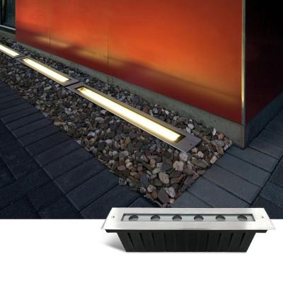 China Linear LED Inground up Light 12W DMX512 Stainless Steel Front Cover Floor Recessed for sale