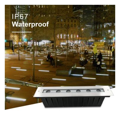 China IP67 Waterproof Linear Inground Light SS Cover Warm White 12W DMX512 Stainless Steel Front Cover for sale