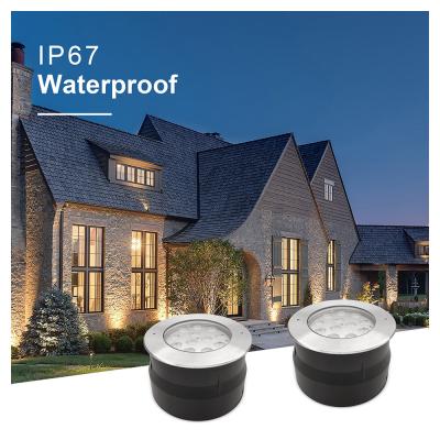 China IP67 LED Underground Light 12W 24W 36W DIA185MM RGB3in1 3000K Warm White For Garden Park Plaza for sale