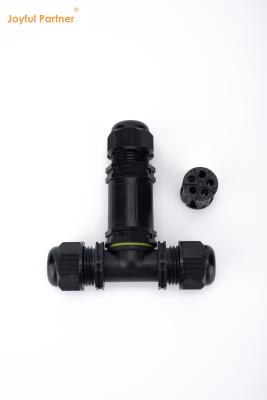 China IP68 T-Type Waterproof Connector 3 Channel 3 Poles Cable Connector Outdoor for sale