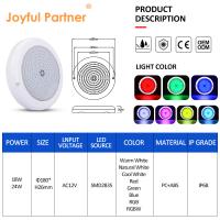China LED Swimming Pool Light ABS Body Cold White Color IP68 Surface Mounted DIA180MM 10Pcs/CTN for sale