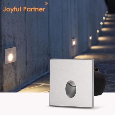 China High Power Recessed LED Wall Lamp IP65 Aluminum Body Square Shape DC 24V 1W 2W 3W LED For Corridor for sale