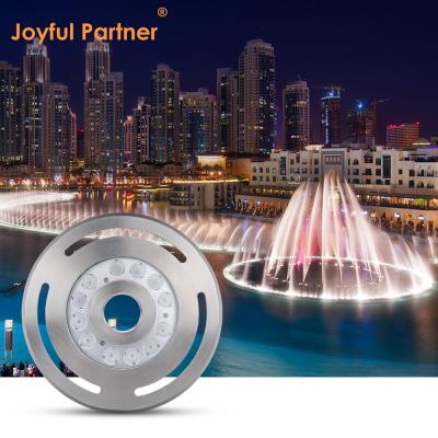 China Underwater LED Fountain Light IP68 12W 24W 36W Warm White Blue RGB Stainless Steel 316L With Diameter 285mm for sale