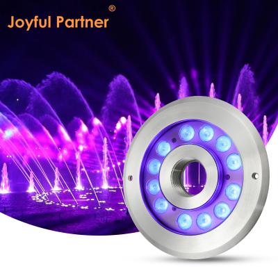 China LED 12V 24V Fountain Underwater Light IP68 Stainless Steel RGB Water Jet Structure Waterproof Color Change External Control for sale