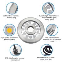 China LED Underwater Fountain Light Warm White12 Volts 12W SS 316 Material With 2 Meters Cable Lengths for sale
