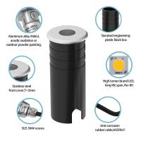 China LED Uplight 316 Stainless Steel Cover Aluminum Lamp Body Tempered Glass IP67 1W Warm White 3000K for sale