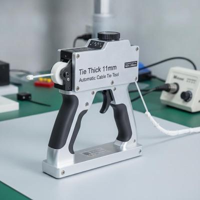 China Tie Thick 11mm Automatic Cable Tie Tool Adjustable Bundle Tightness 20N 80N Designed for Cable Ties W25 L100mm and Operation for sale