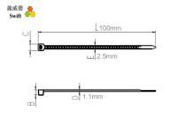 China Non Releasable T25100 100mm UL94V2 Nylon Cable Ties for sale