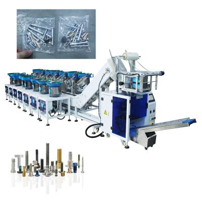 China Automatic Granules Toys Parts Screws Fasteners Hinges Plastic Parts Bag Packaging PLC Control Trailer Packing Machine for sale