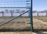 China Galvanized PVC Coated Metal Mesh Fence Diamond Hole Cyclone Chain Link Fencing for sale