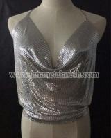 China Sequin Fabric Aluminum Chain Fly Screen Silver Metal Mesh Dress for sale