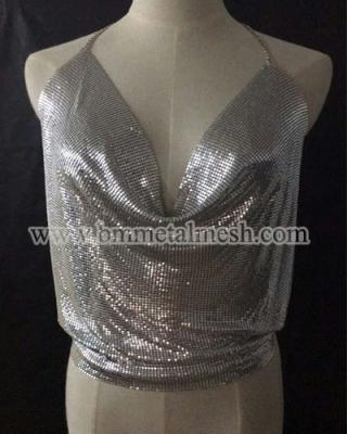 China Sequin Fabric Aluminum Chain Fly Screen Silver Metal Mesh Dress for sale