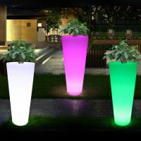 China Luminous Flower Pot Exhibition Luminous Colorful Garden Plant Pots Plastic Planter Floor Lamp For Party Hire for sale